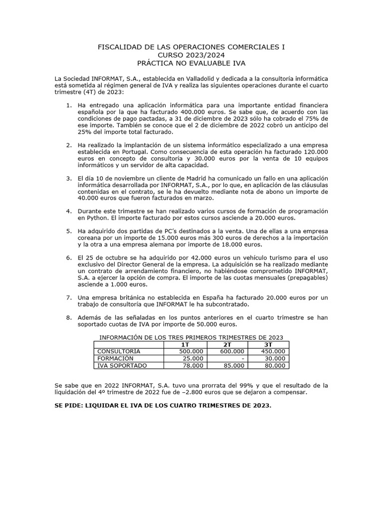 Caso Práctico No Evaluable IVA #2 | PDF