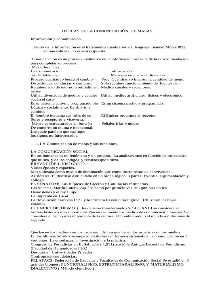 Teorías de la Comunicación de Masas | PDF | Comunicación | Mente inconsciente