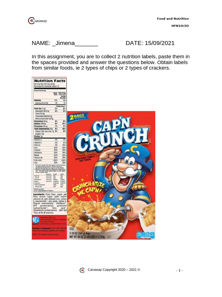 Nutrition Label | PDF | Dietary Fiber | Diet & Nutrition