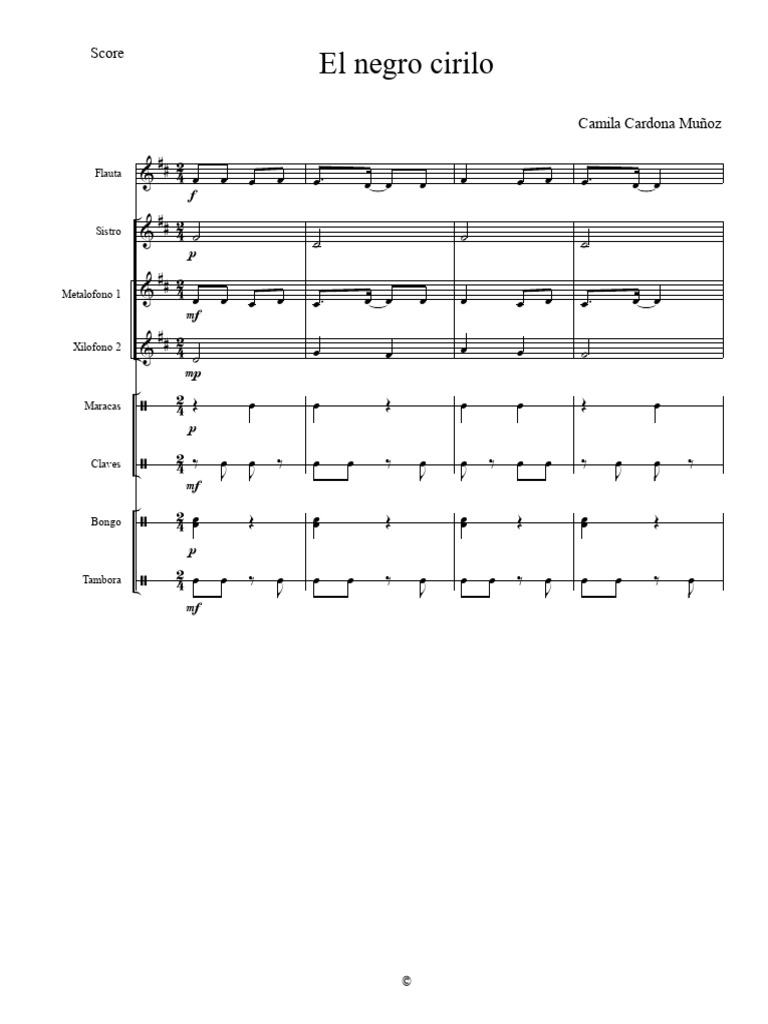 El negro cirilo arreglo - Score | PDF | Instrument de percussion