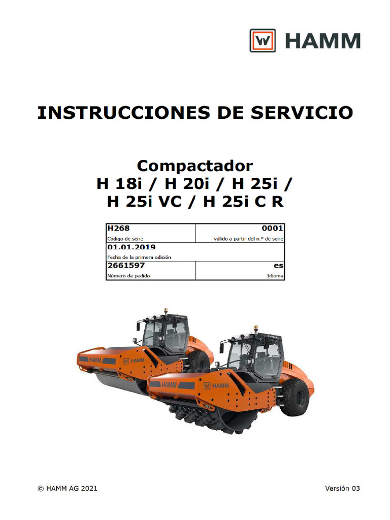 Manual Operacion Hamm H18i | PDF