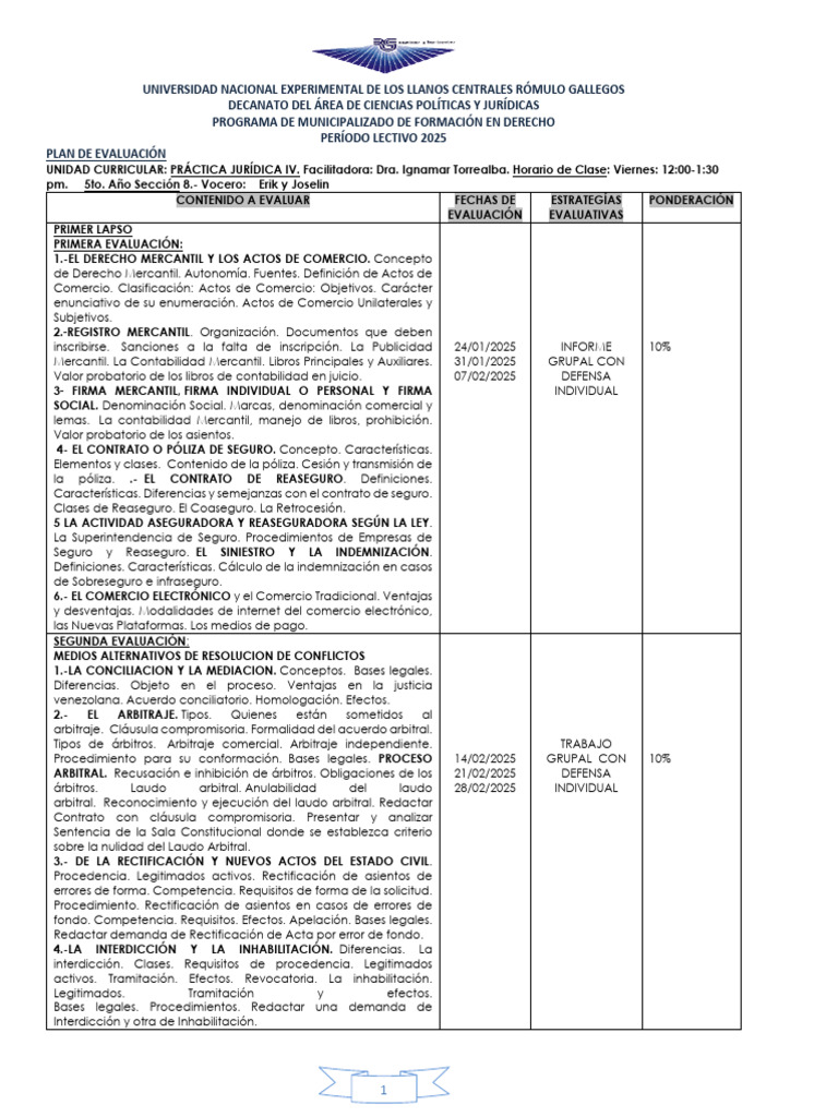 Plan de evaluación de Prácticas Jurídicas Ignamar | PDF | Divorcio ...