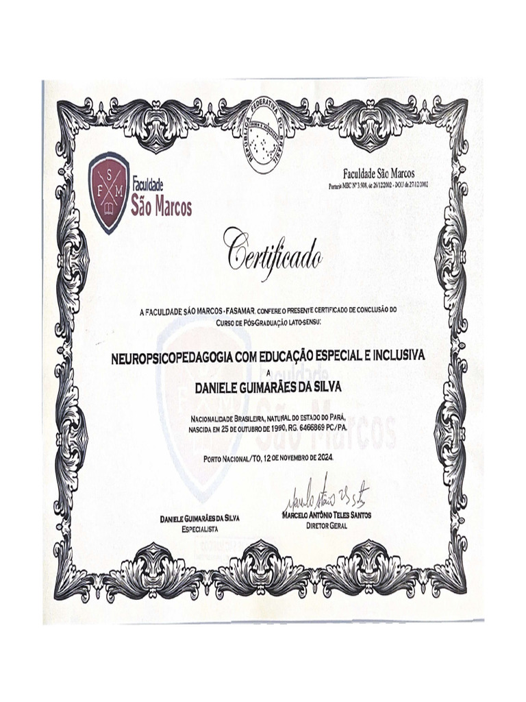 Certificado - Daniel Guimarães Da Silva | PDF