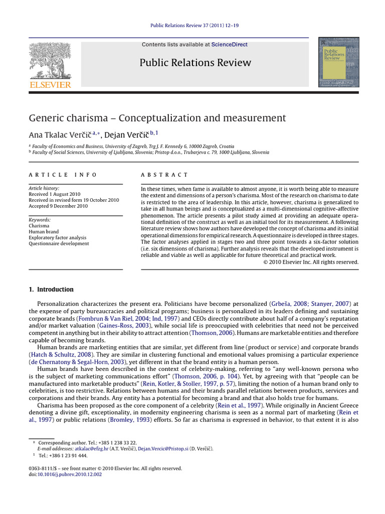 Generic Charisma - Conceptualisation and Measurement | PDF | Validity (Statistics) | Charisma