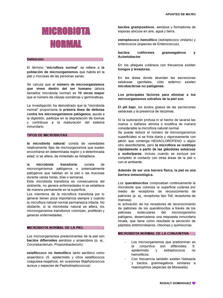 Microbiota Normal: Definición y Tipos | PDF | Microbiología | Organismos