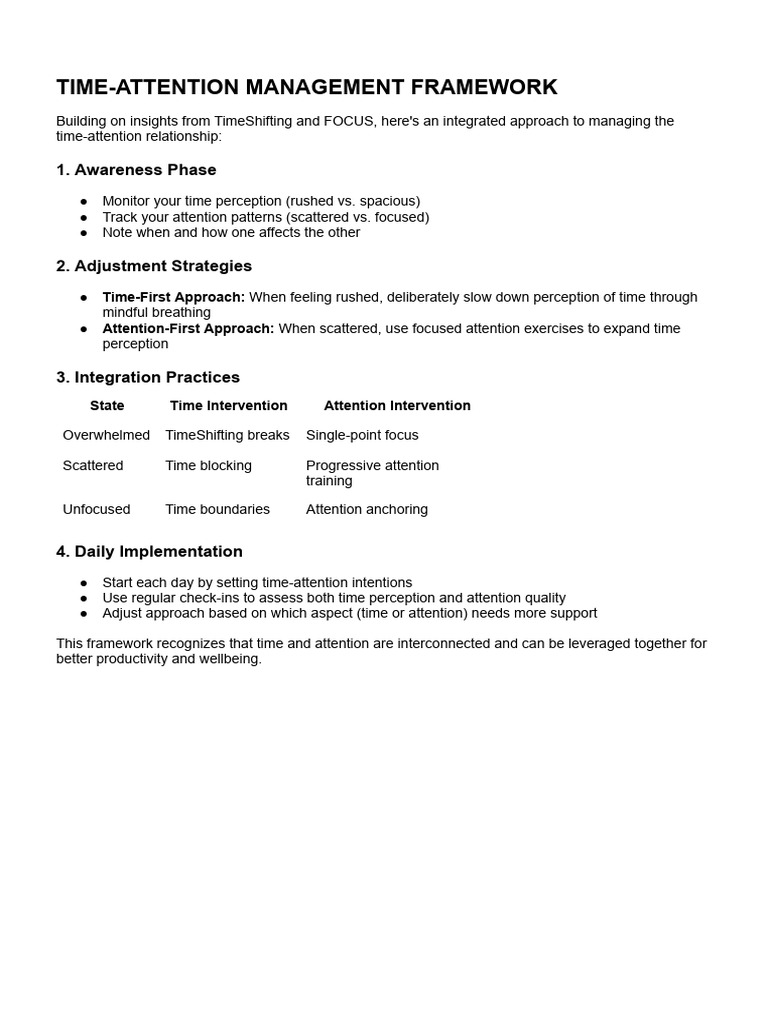 Time-Attention Management Framework | PDF