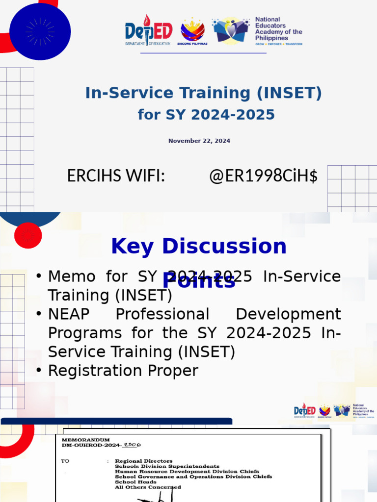 Orientation On INSET 2025 - NEAP CO | PDF | Computing | Internet