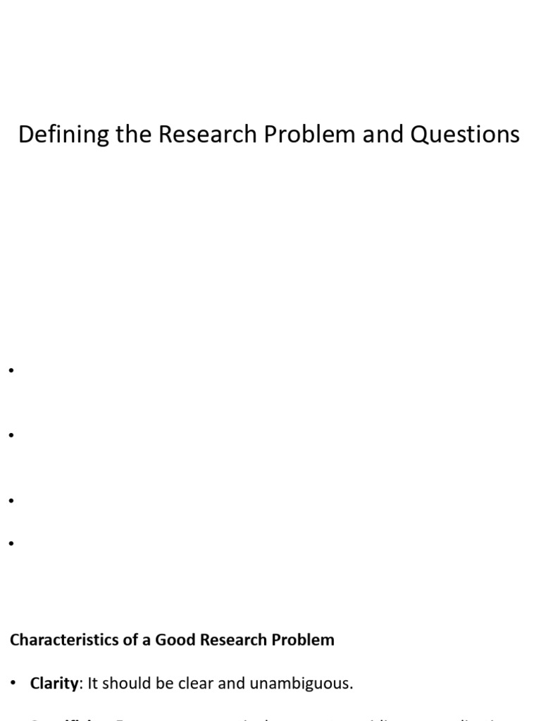 Defining-the-Research-Problem-and-Questions | PDF | Knowledge | Learning