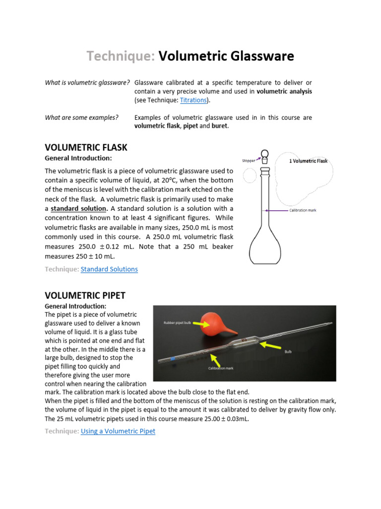 Understanding Volumetric Glassware Techniques | PDF | Volume