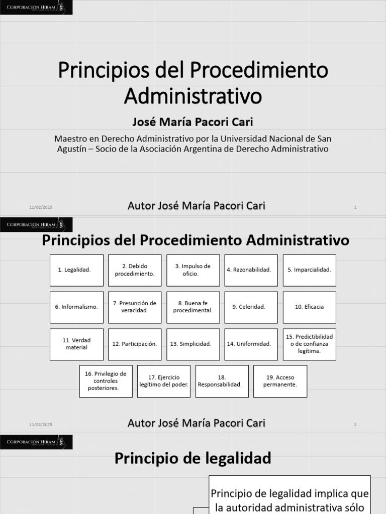 PRINCIPIOS DEL PROCEDIMIENTO ADMINISTRATIVO - DIAPOSITIVAS - AUTOR JOSÉ MARÍA PACORI CARI | PDF ...