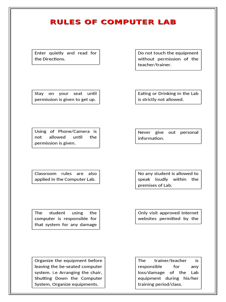 Rules of Computer Lab | PDF