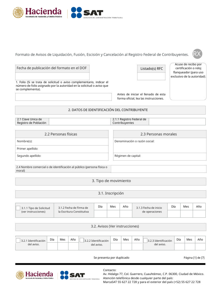 Formato RX para Avisos Fiscales 2025 | PDF | Gobierno