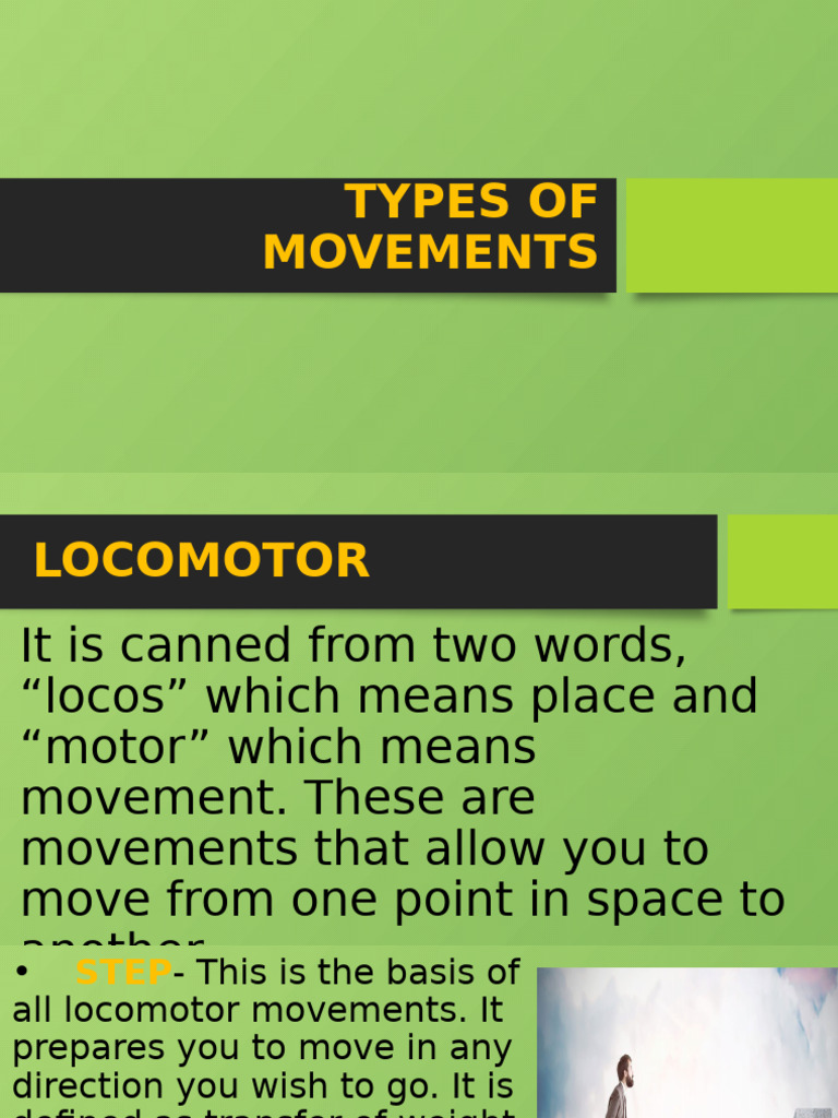 Types of Locomotor and Non-Locomotor Movements | PDF | Anatomical Terms ...