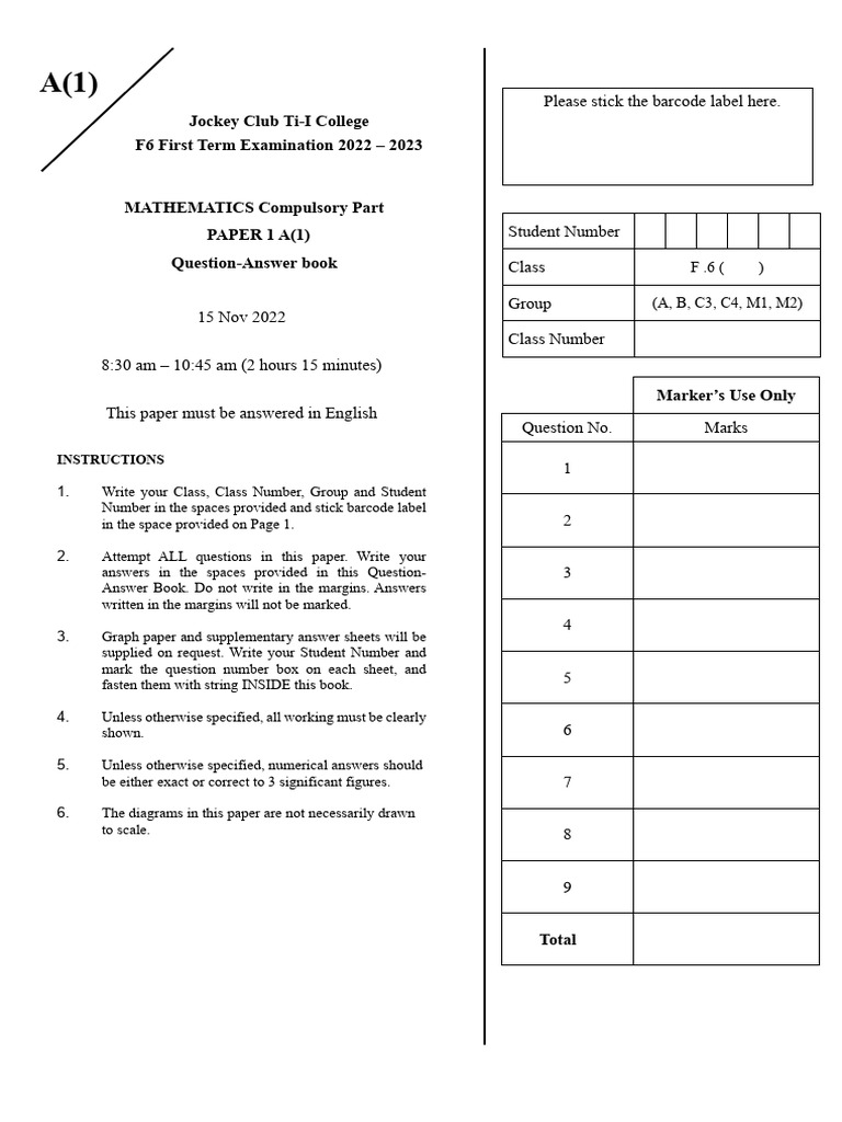 F6 - Math - 1 - Que 2 | PDF | Circle | Polynomial