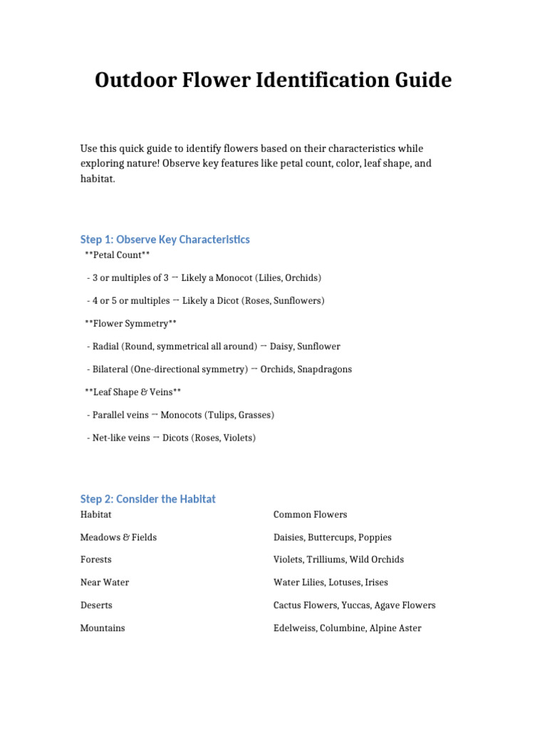 Flower Identification Guide | PDF