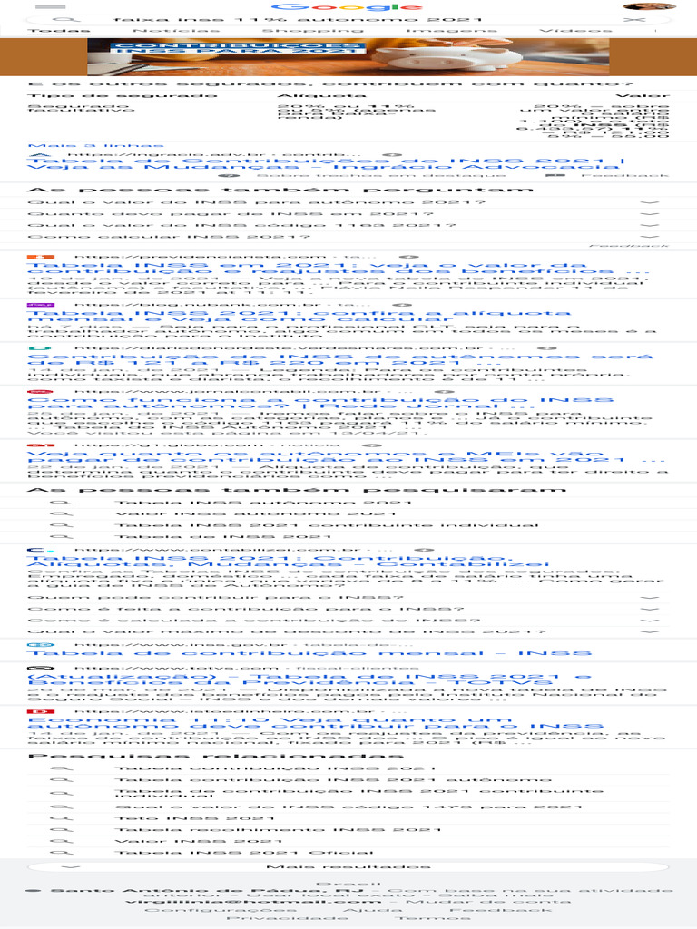 Faixa Inss 11 Autonomo 2021 - Pesquisa Google | PDF | Esfera pública ...