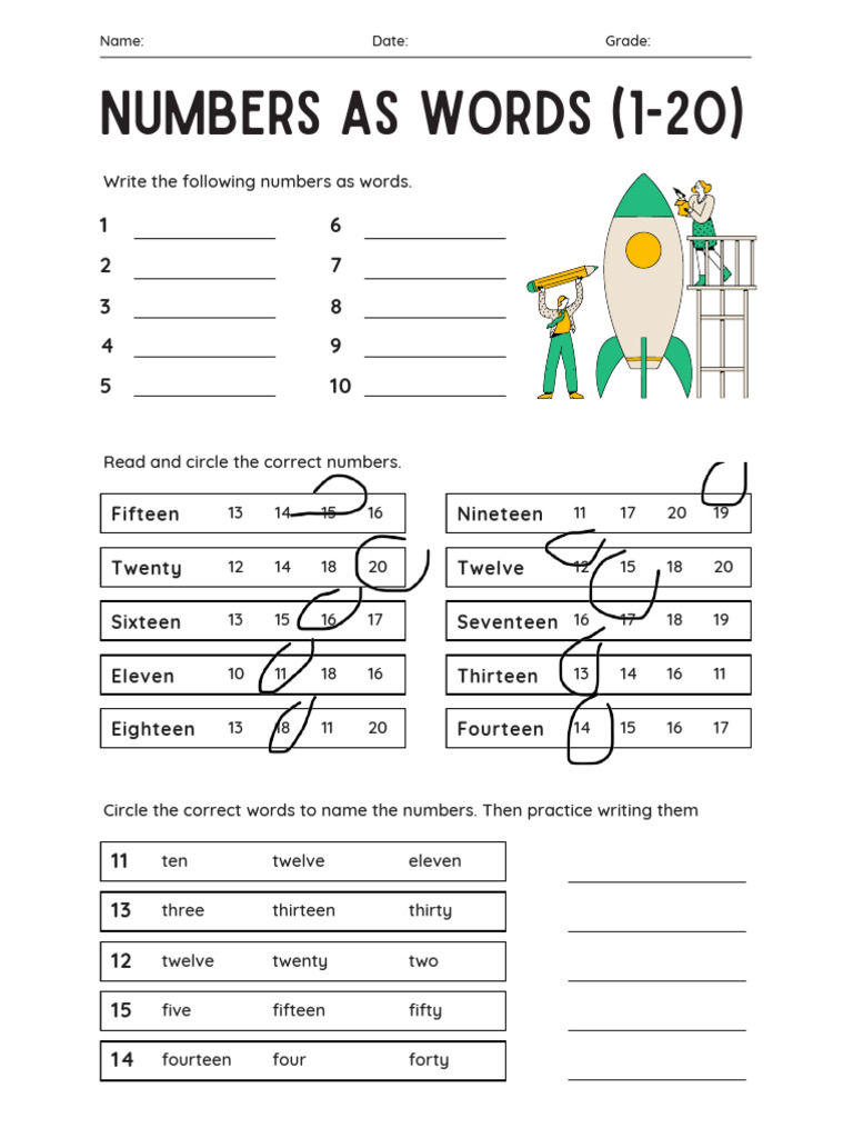 Numbers as Words Practice Guide | PDF