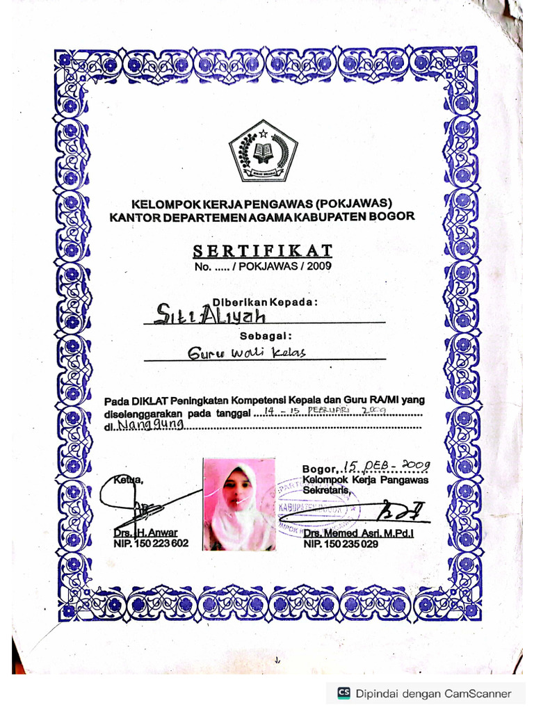 Sertifikat Ibu Siti Aliyah | PDF