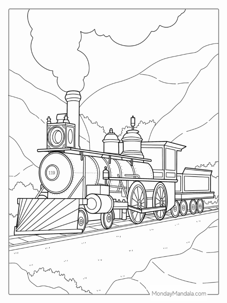 Detailed Steam Power Vintage Train To Color | PDF