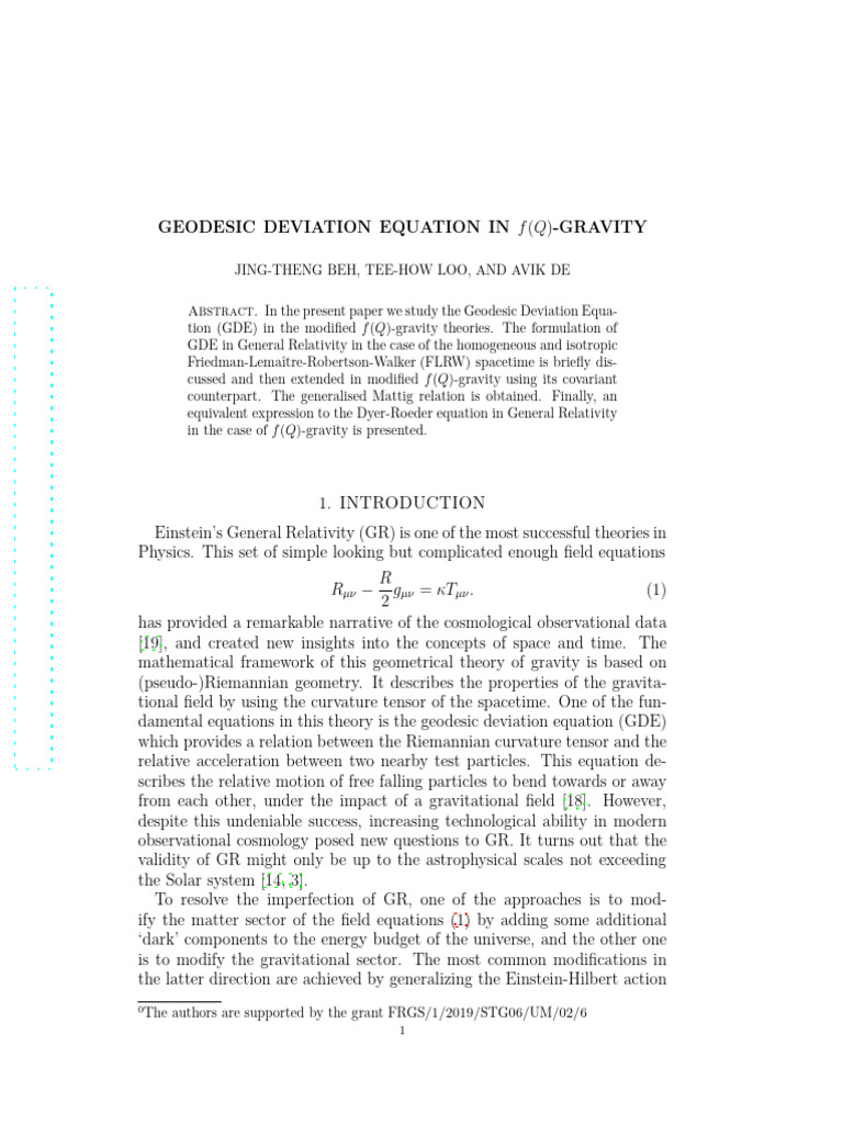 Geodesic Deviation Equation in - Gravity: Abstract | PDF | General ...