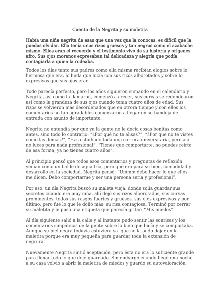 Cuento de La Negrita y Su Maletita | PDF