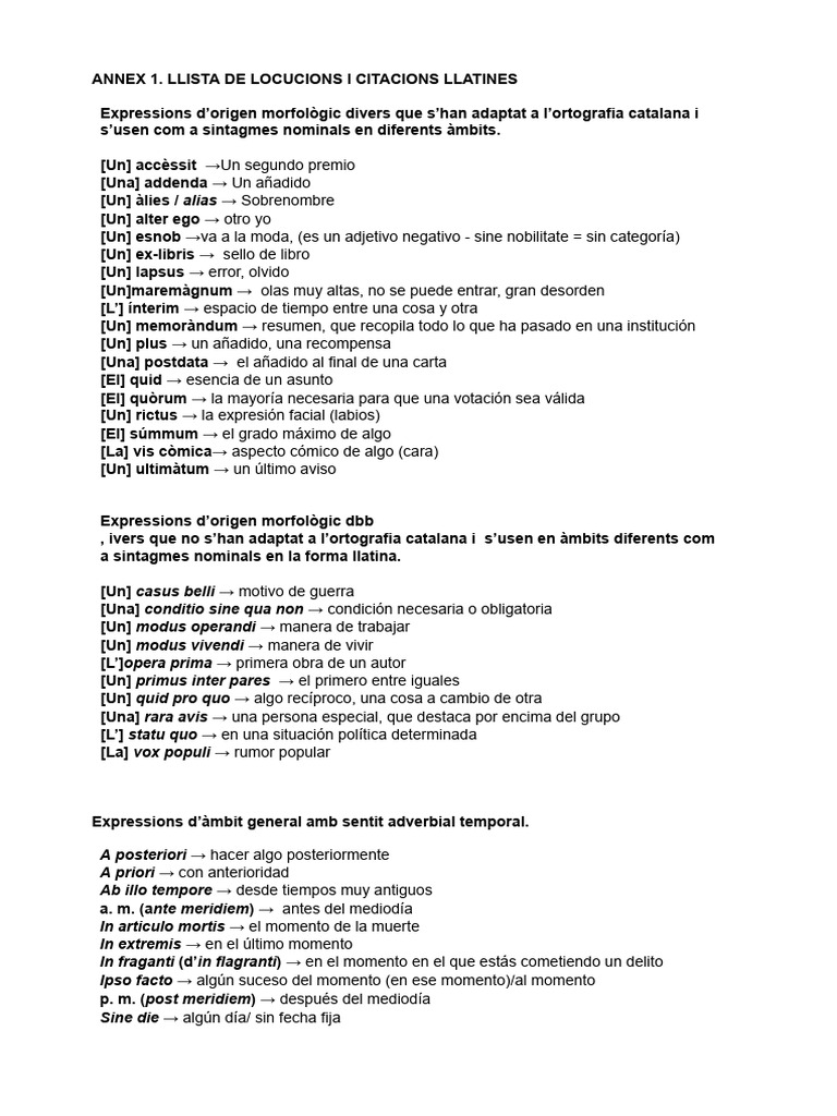 Latinismos PAU - 2023 | PDF