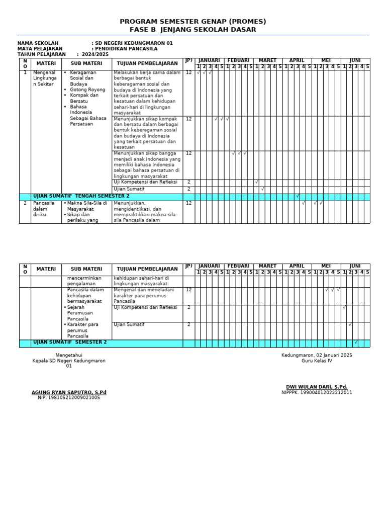 3. PROGRAM SEMESTER 2 TAHUN 2024 2025 | PDF
