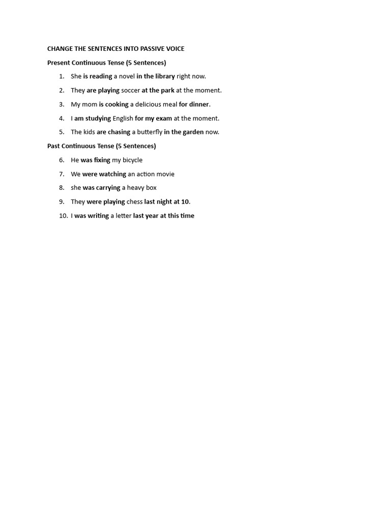 Change The Sentences Into Passive Voice | PDF