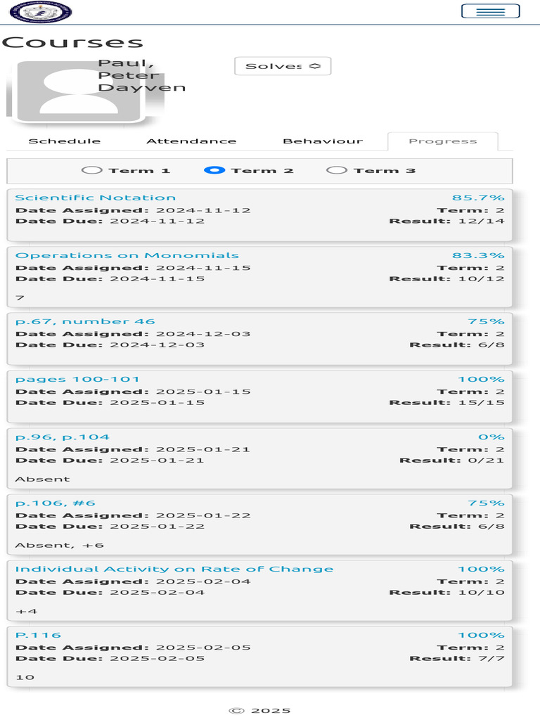 Term 2 Course Progress and Assignments | PDF