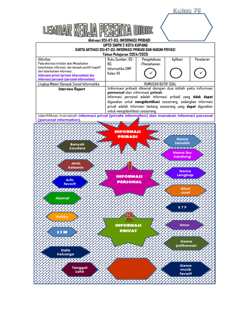 LKPD DSI 3.K7.U Informasi Pribadi Dan Hukum Privasi | PDF