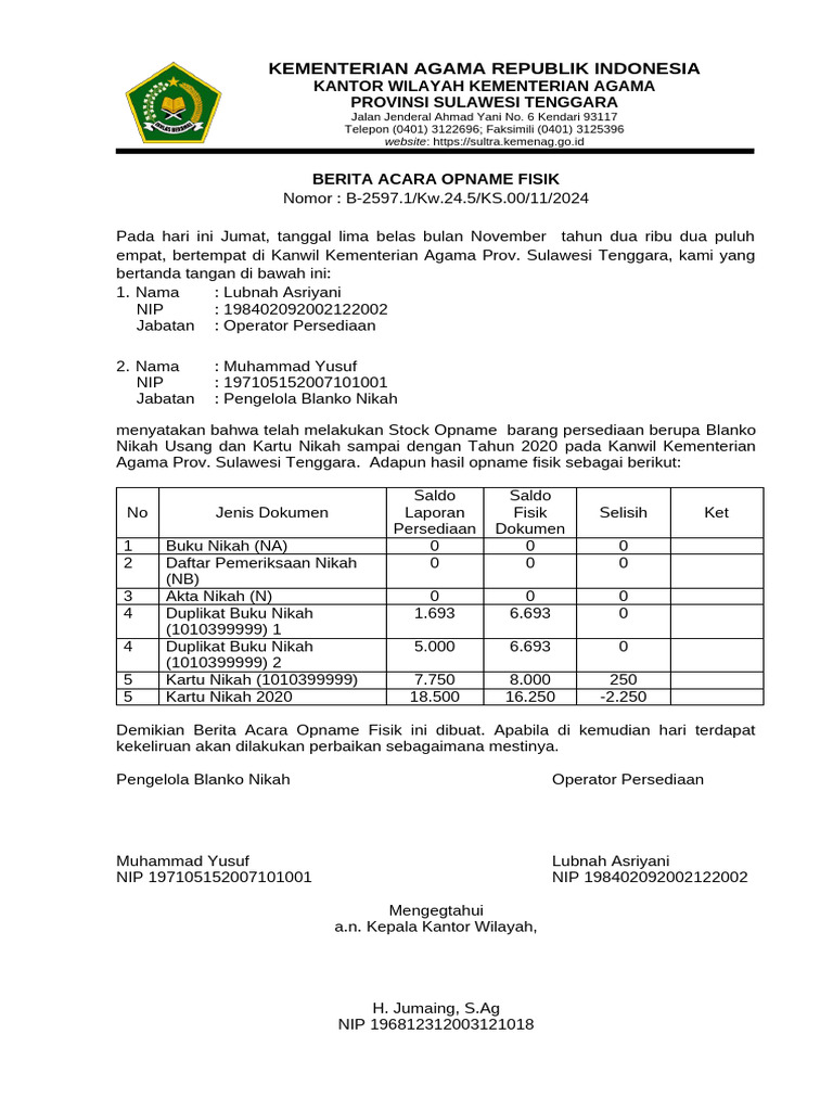 BA Opname Fisik | PDF