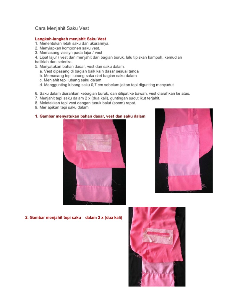 Cara Menjahit Saku Vest | PDF