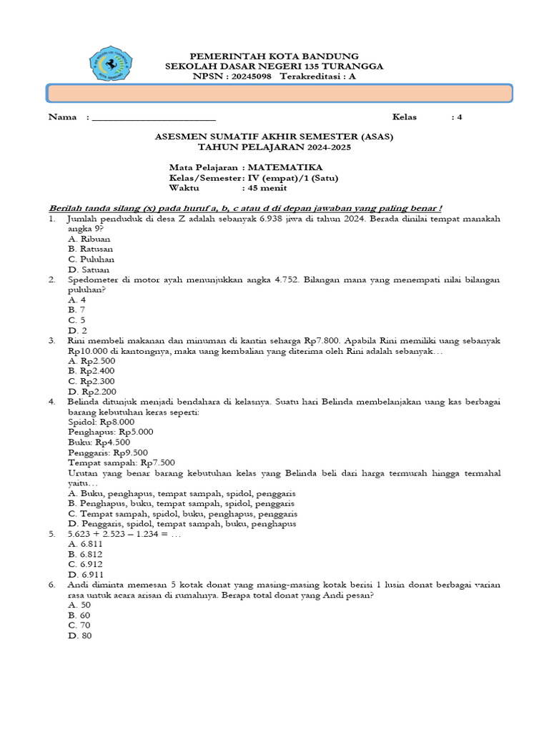 Asas MTK SMTR 1 | PDF