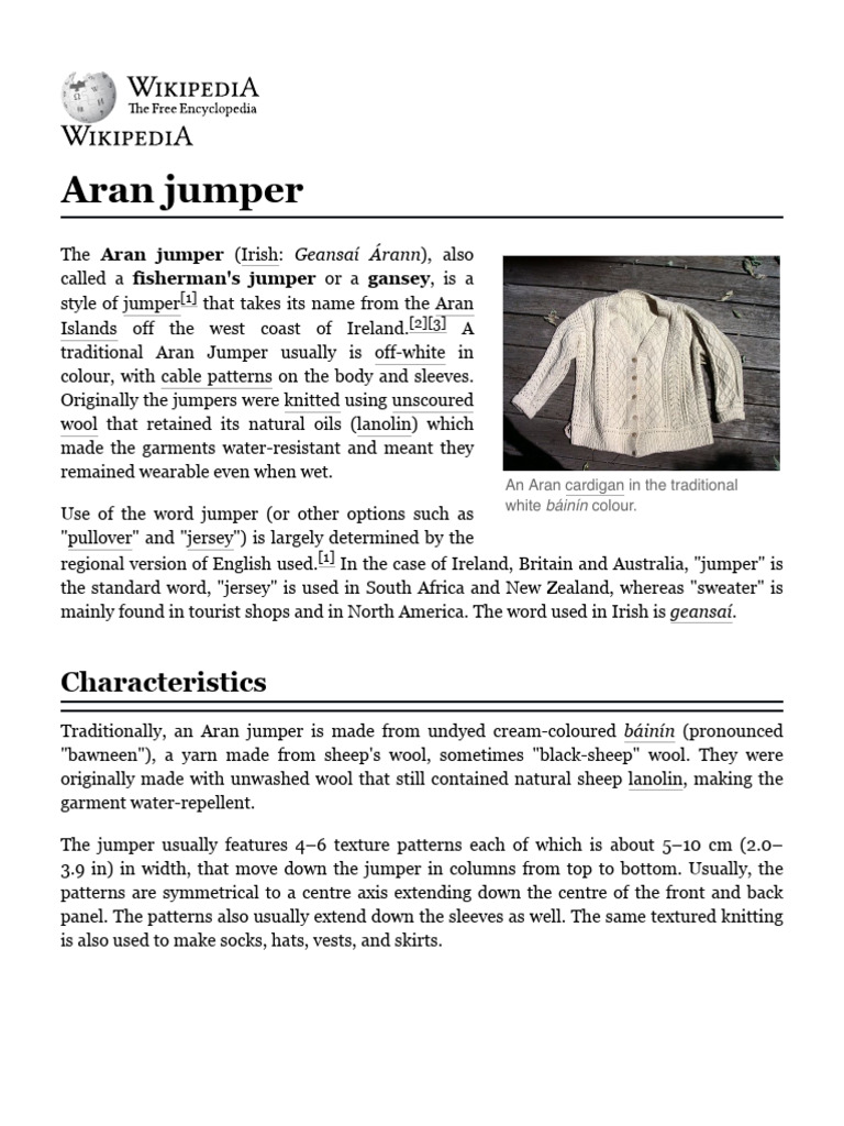 Aran Jumper: History and Myths | PDF | Aran Jumper | Clothing