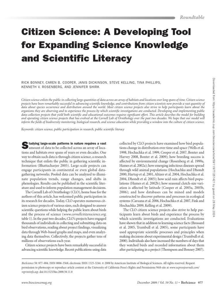 Bonney_2009_Citizen Science - a developing tool for expanding Science knowledge | PDF | Science ...