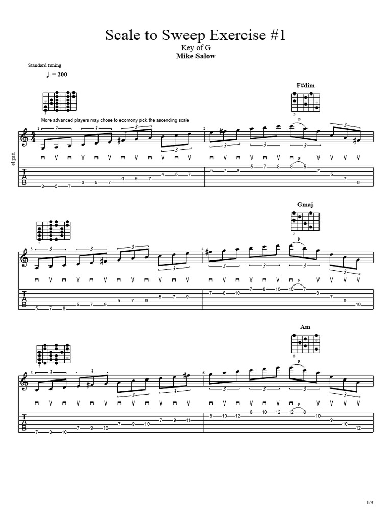 Scale To Arpeggio Sweep Exercise #1 | PDF | Music Theory
