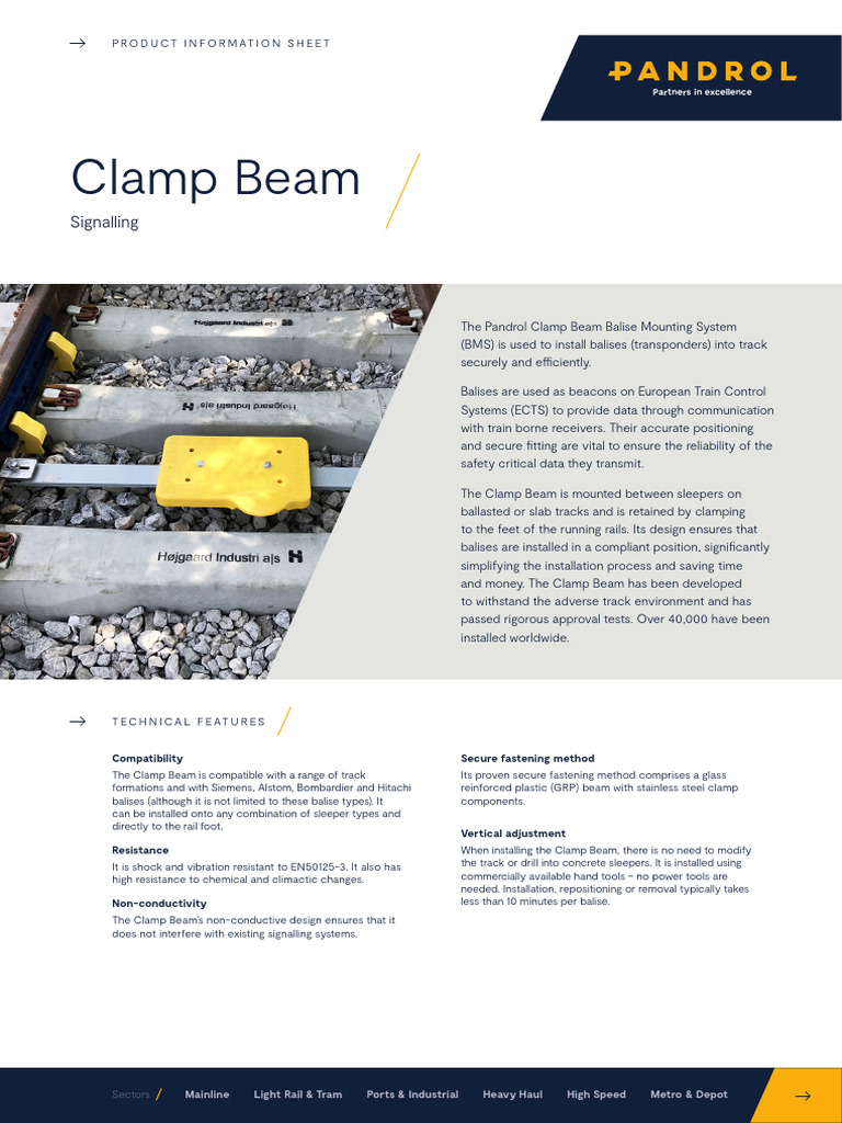 Clamp Beam Product Information Sheet en 1 | PDF | Rail Infrastructure ...