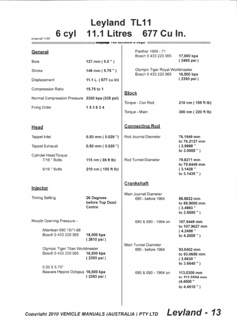 Leyland - TL11 11.1 L 6 Cyl | PDF