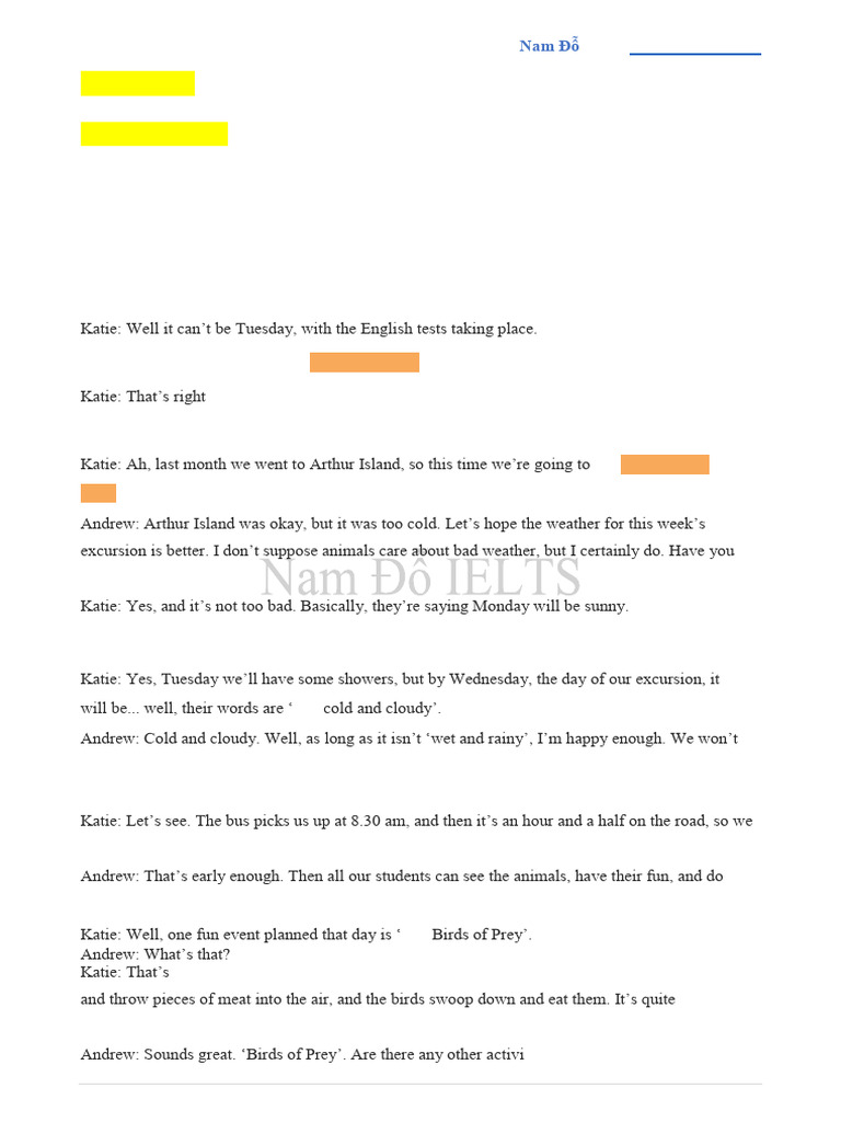 IELTS Listening Actual Volume 6 - t1 Scripts | PDF | Parks | Wilderness