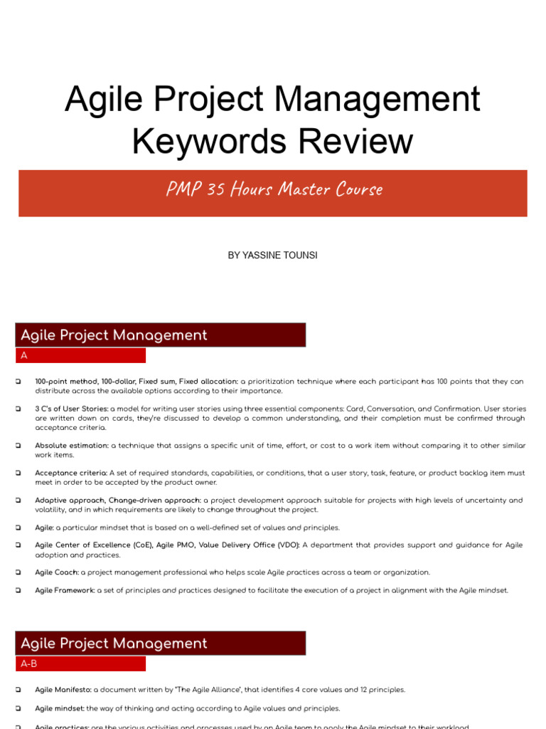 Agile Project Management Keywords Guide | PDF | Scrum (Software ...