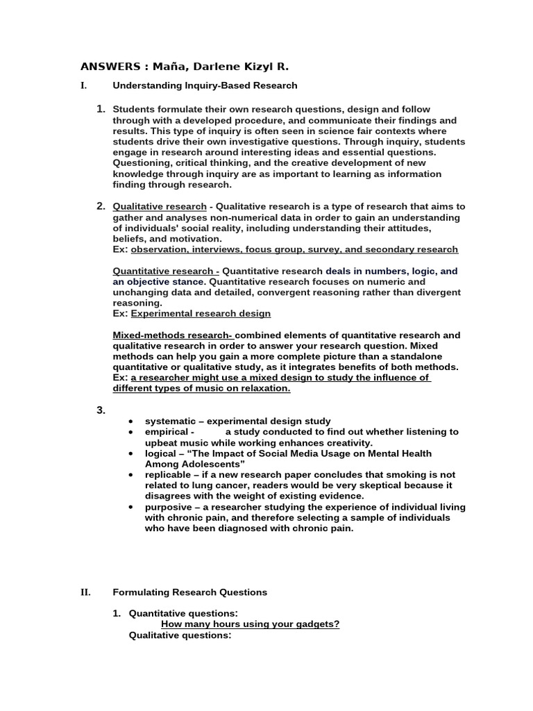 Inquiry-Based Research Guide | PDF | Qualitative Research ...