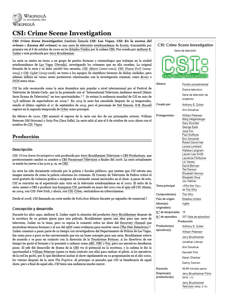 CSI - Crime Scene Investigation | PDF | Csi: Investigación de la escena ...