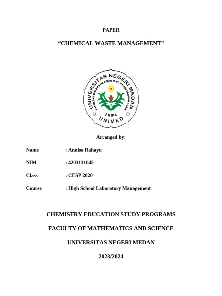 Chemical Waste Management | PDF | Laboratories | Chemistry