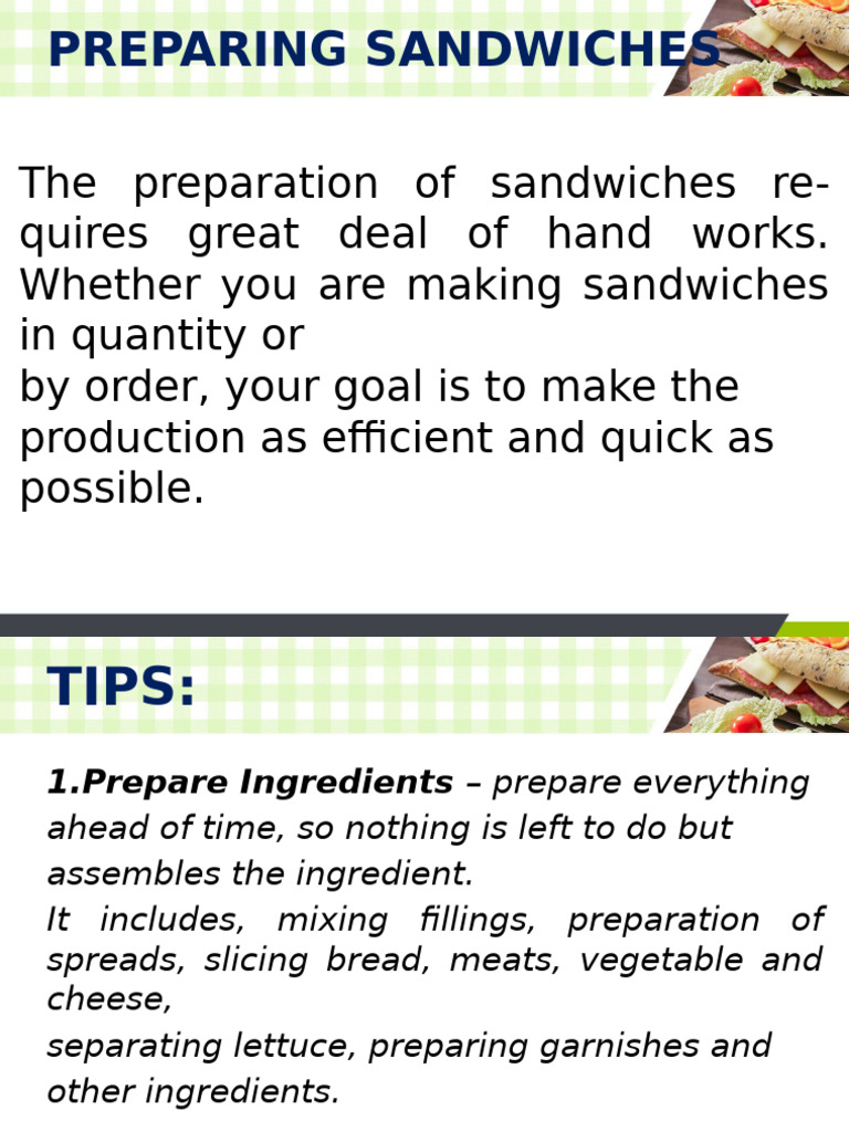Preparing Sandwiches | PDF | Sandwich | Hamburgers