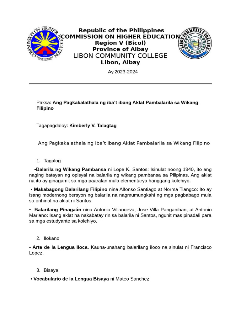 Panitikan Handouts | PDF