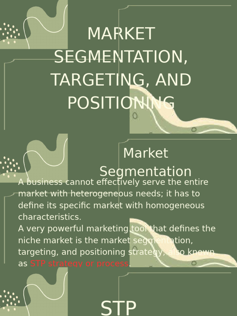 Market Segmentation, targeting, and positioning | PDF | Marketing ...