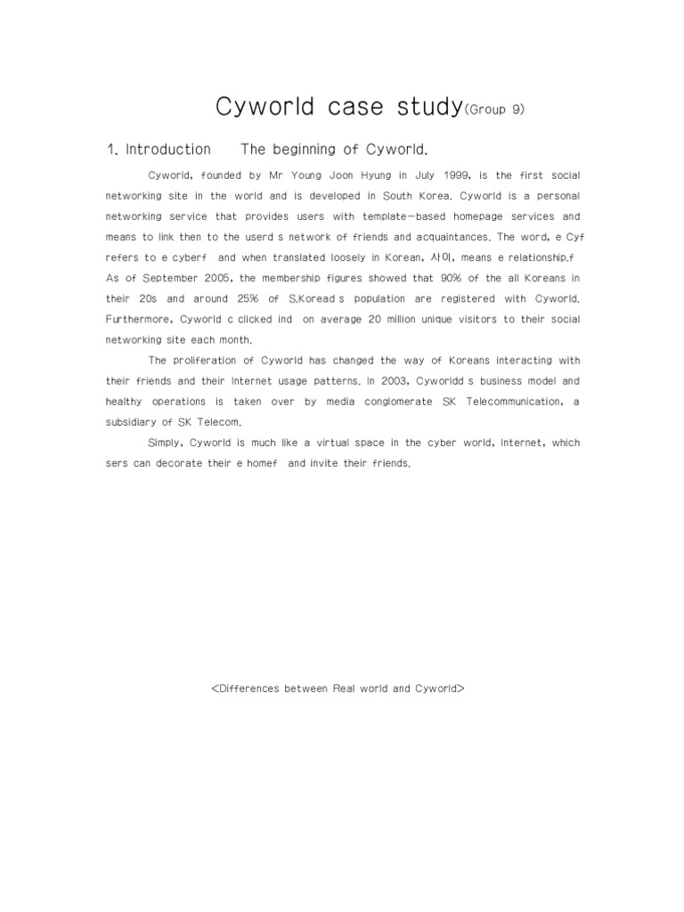 (Group9) Cyworld Case Study | PDF | Social Networking Service | Human–Computer Interaction