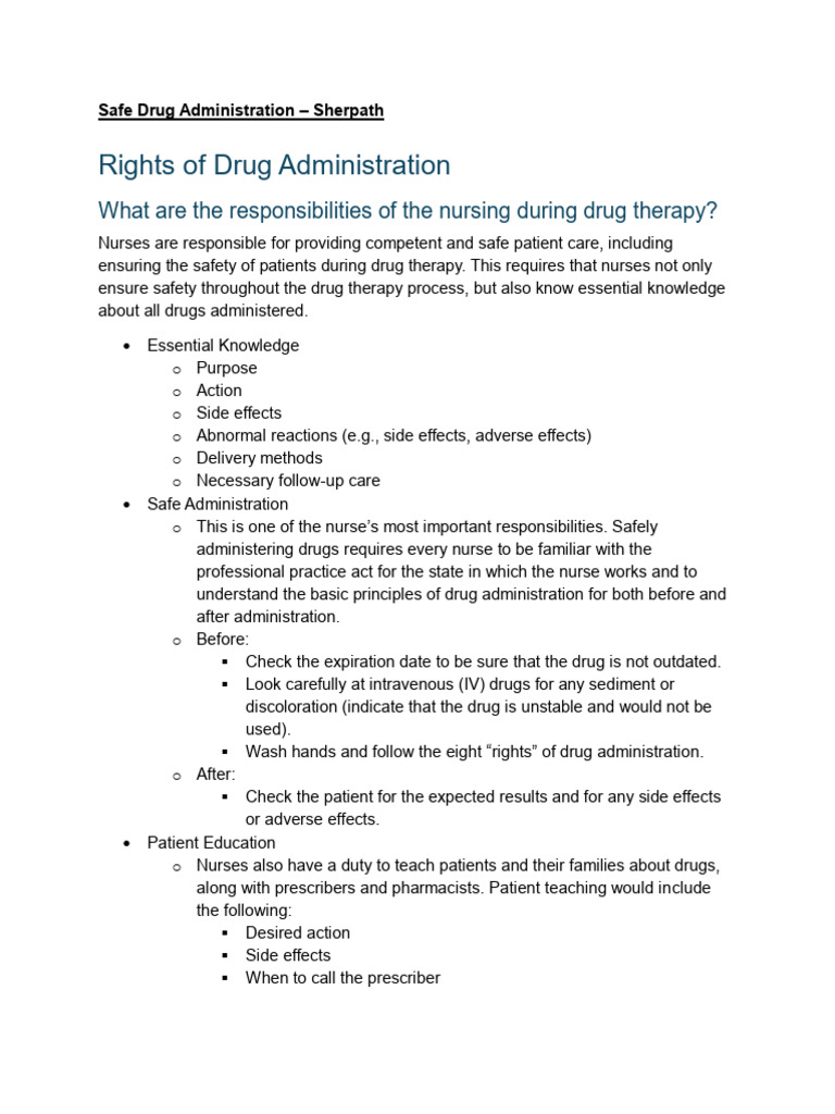 Safe Drug Administration - Sherpath | PDF | Medical Prescription | Dose ...
