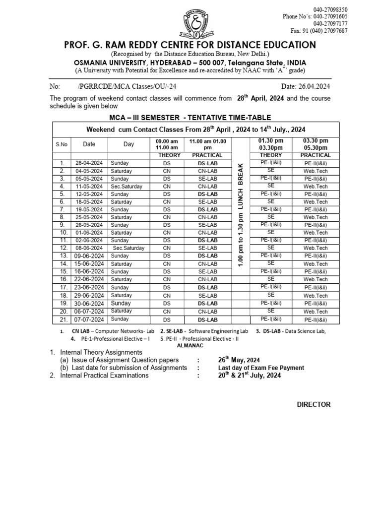 MCA Weekend Classes Schedule 2024 | PDF | Computing