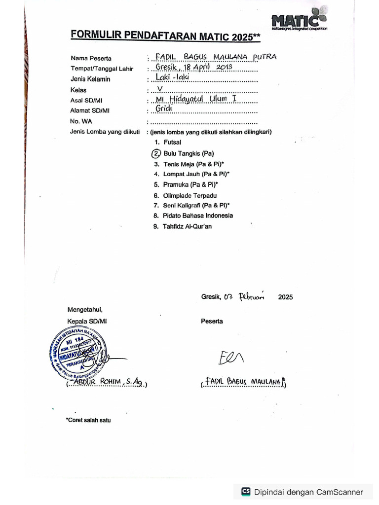 Formulir Fadil | PDF